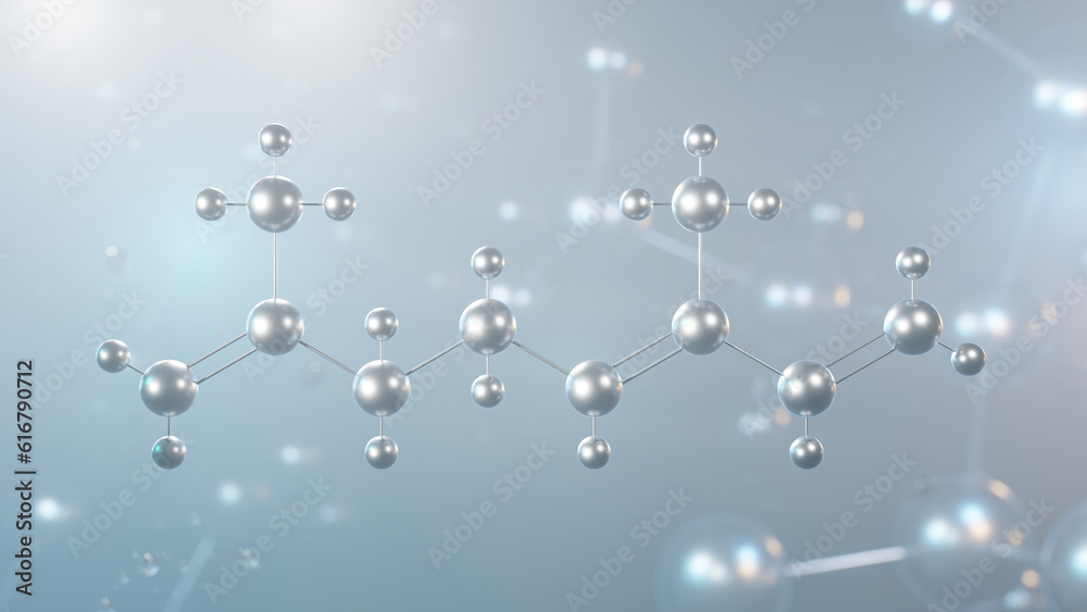 ocimene molecular structure, 3d model molecule, isomeric hydrocarbons ...