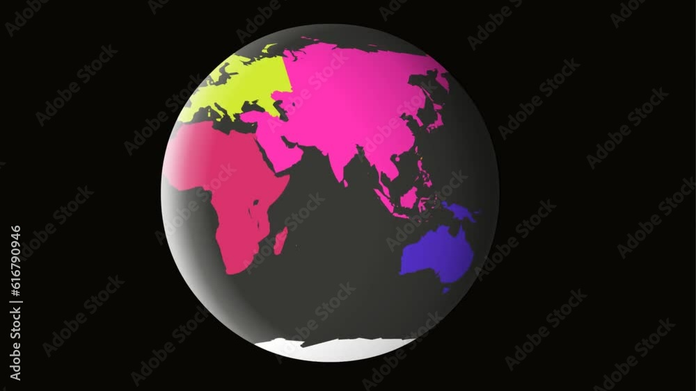 Vidéo Stock animated spinning globe, turning sphere, continent ...
