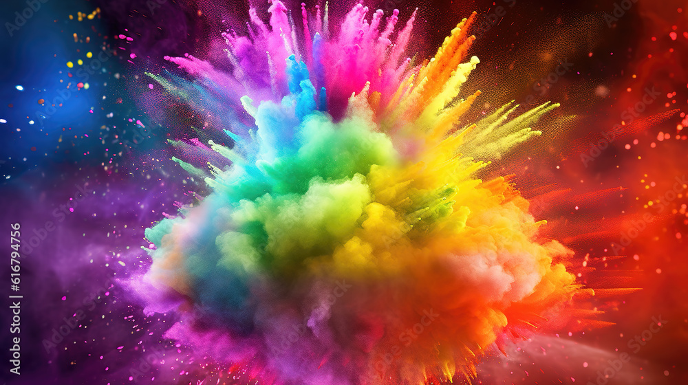 epic exploding colors in a powder style, ai generated image Stock ...
