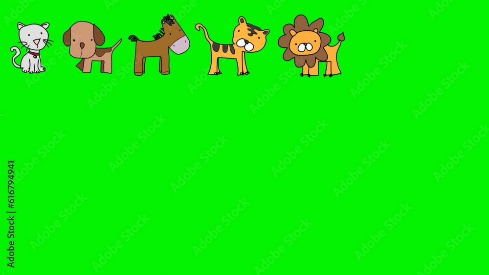 cartoon animals background Sketch and 2d animation set, collections ...