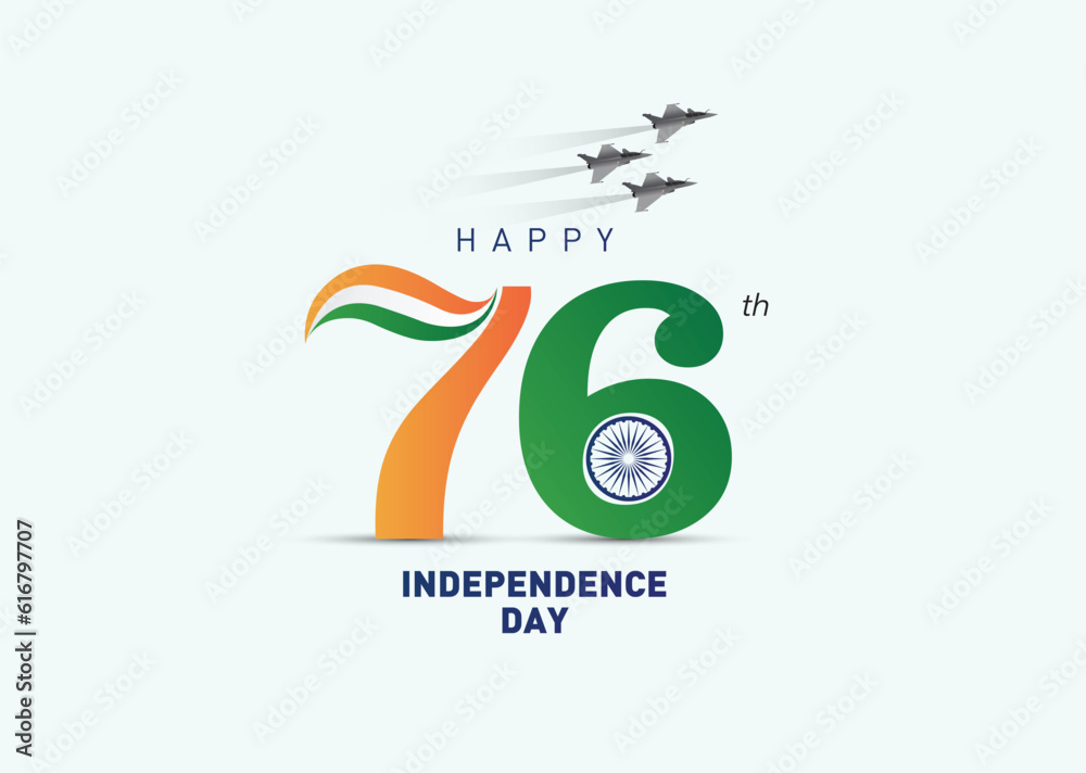 Happy 76th independence day of India vector Template Illustration ...