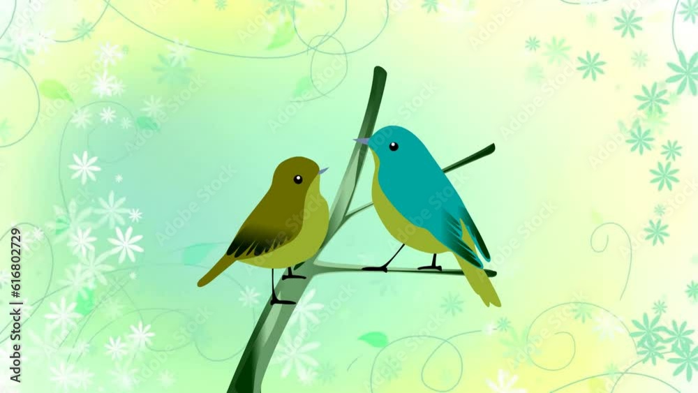 Cartoon birds kissing background and 2d animation, birds, animals, cute ...