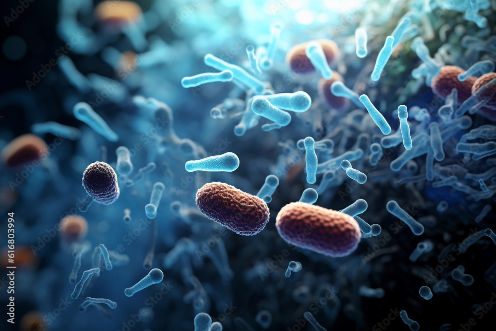 Bacteria generated with AI. 3d microscopic render. 3d image, perfect to ...
