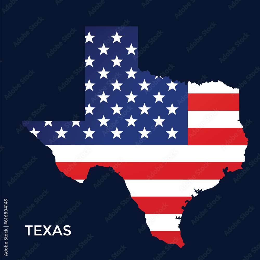 Map of the State of Texas and American flag illustration Stock Vector ...