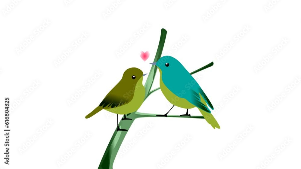 Cartoon birds kissing background and 2d animation, birds, animals, cute ...