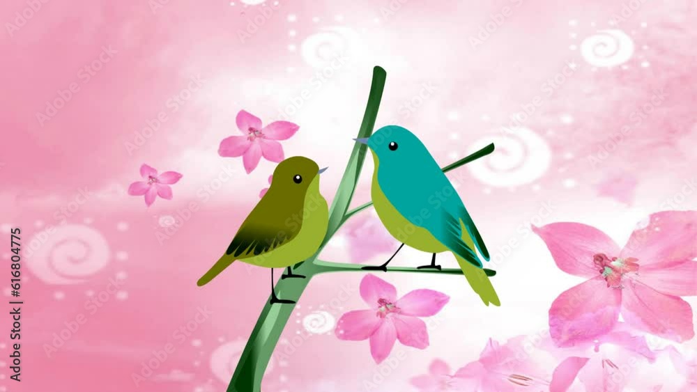 Cartoon birds kissing background and 2d animation, birds, animals, cute ...