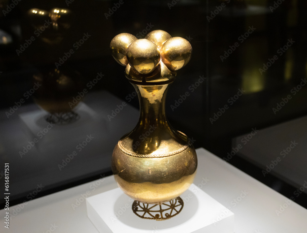 BOGOTA, COLOMBIA Ancient indigenous poporo piece at golden museum ...