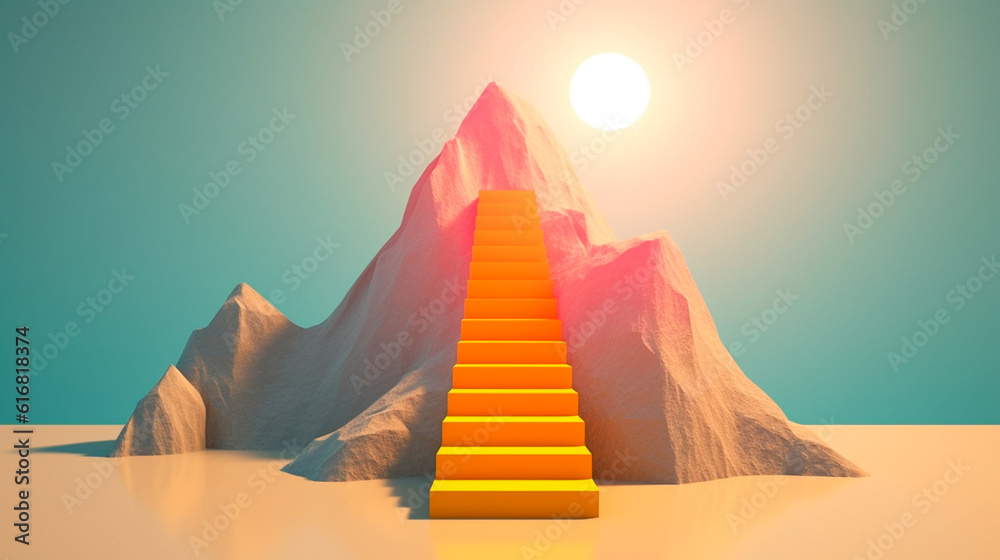 Goal to success for level up with pathway line or step route to ...