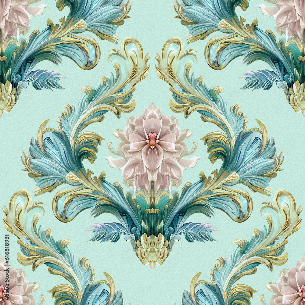 Elegant vintage floral painting seamless pattern. Victorian ornate ...