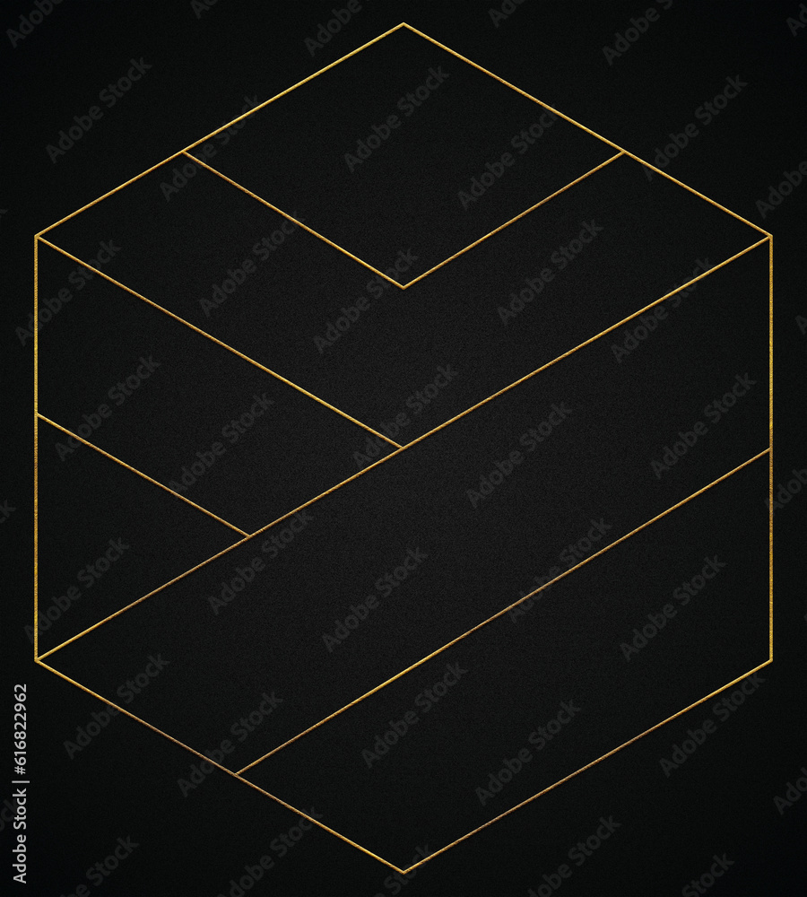 Golden abstract geometric 6 Star Line Shape logos, Art deco, golden ...