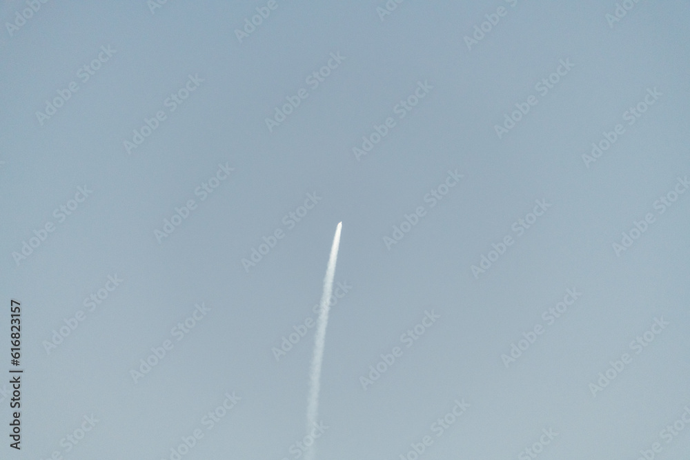 Space rocket launch on the east coast of Florida. Sun reflection on the ...