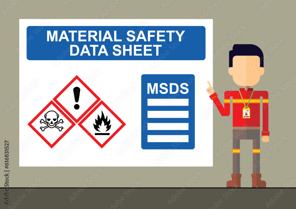 Material safety data sheet MSDS education training illustration. Stock ...