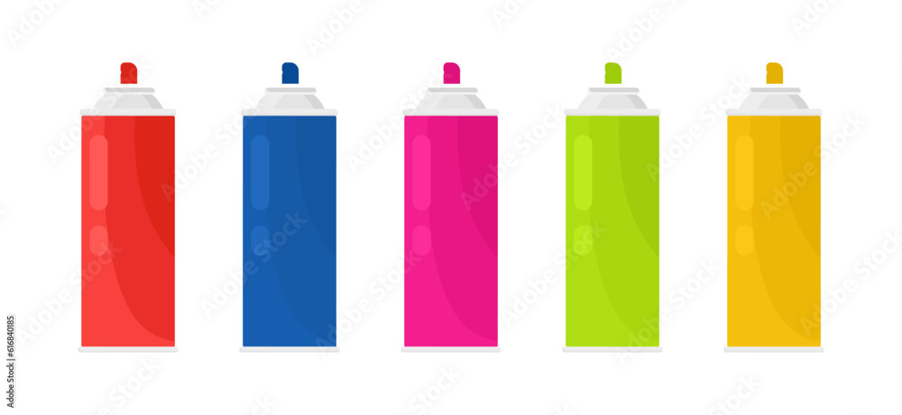 Vector paint spray bottles. Set of acrylic Spray Paints bottles in red ...