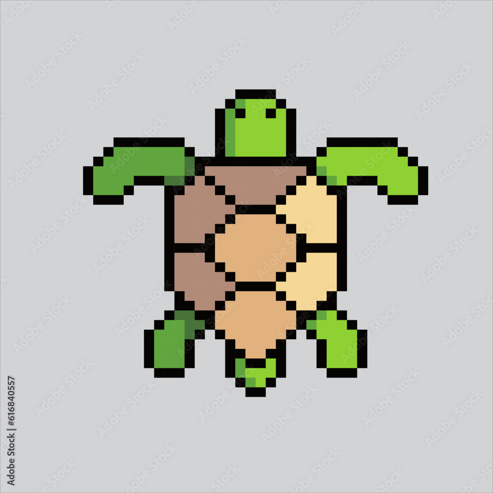 Pixel art illustration Turtle. Pixelated Turtle. Sea turtle coral icon ...