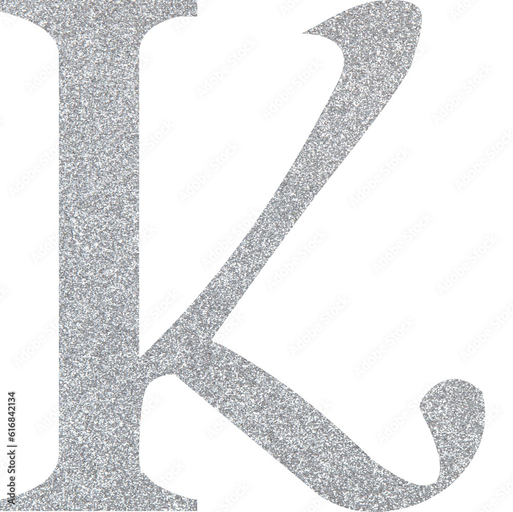Silver glitter font, alphabet letter K Stock Illustration | Adobe Stock