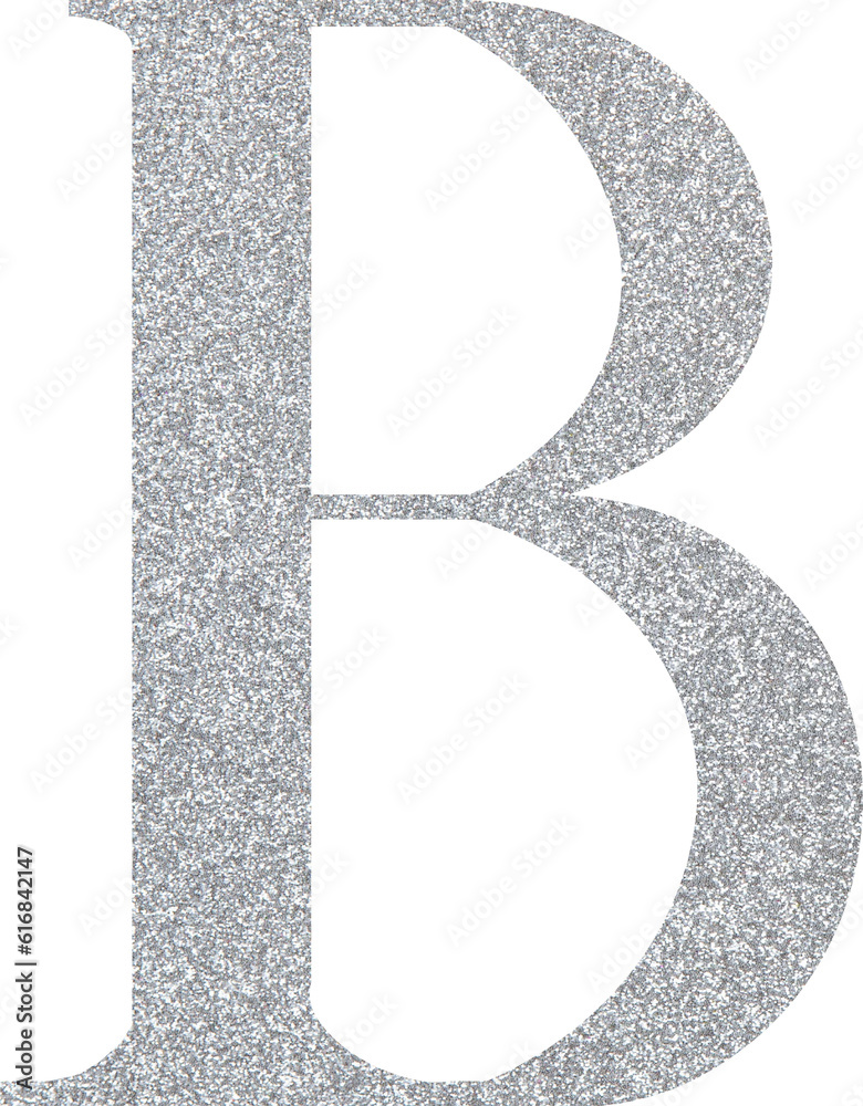 Silver glitter font, alphabet letter B Illustration Stock | Adobe Stock