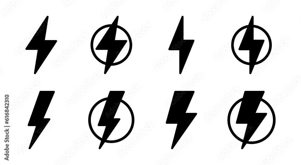 Lightning icon set illustration. electric sign and symbol. power icon ...