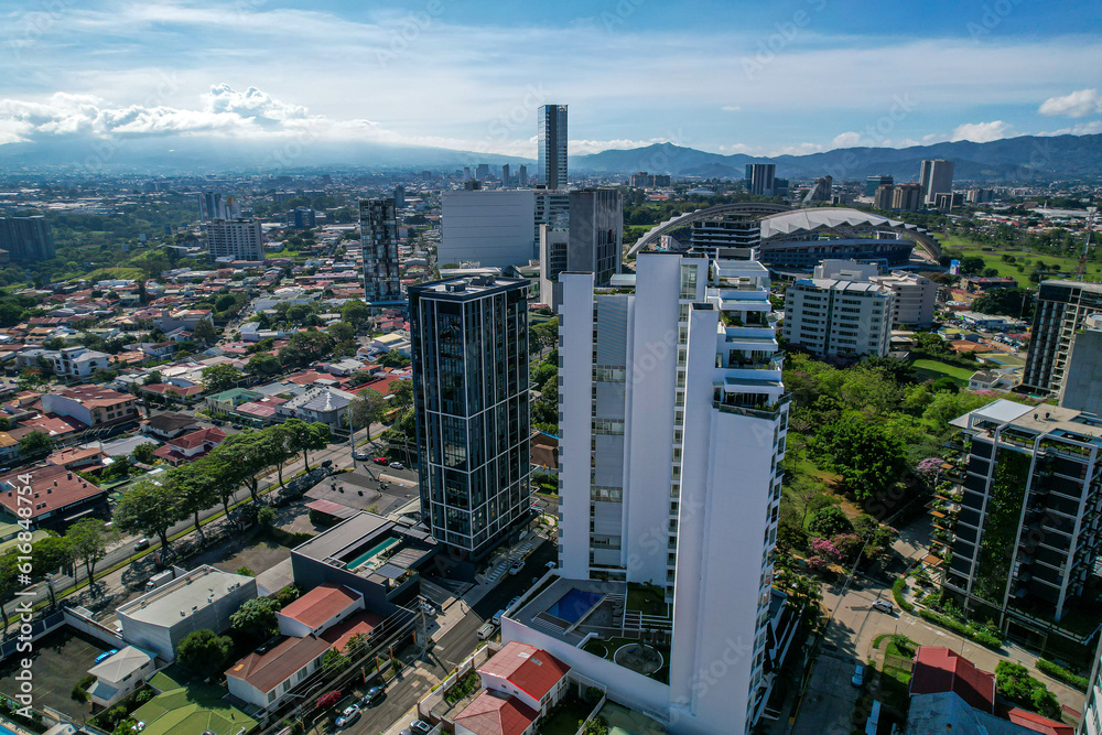 Beautiful aerial view of the Sabana Park in San Jose Costa Rica, and ...