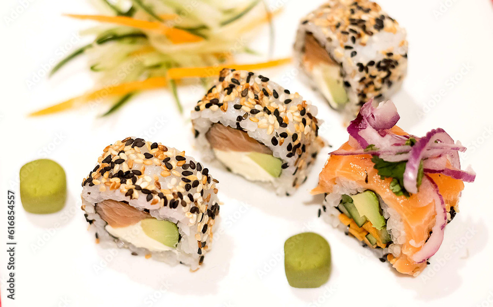Sushi is made with a short-grain, sweet white rice called Japanese rice ...