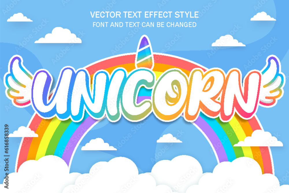 unicorn mythical pony fantasy sparkling typography editable text effect ...