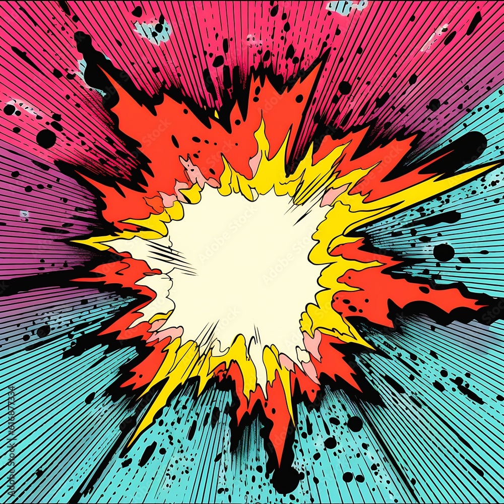 vibrant explosion bright burst color panel drawing collapse cartoon ...