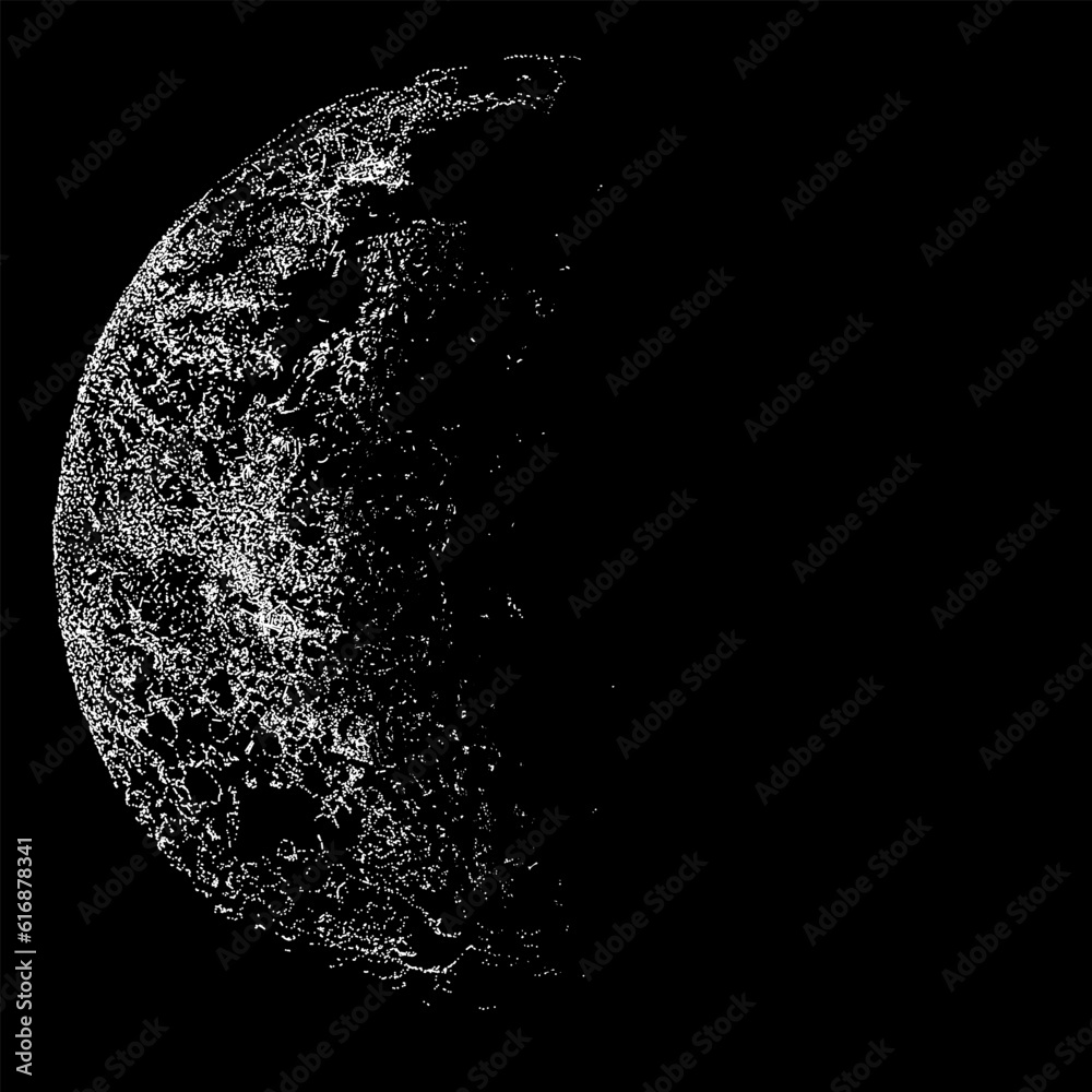 waning crescent hand drawing vector isolated on black background. Stock ...