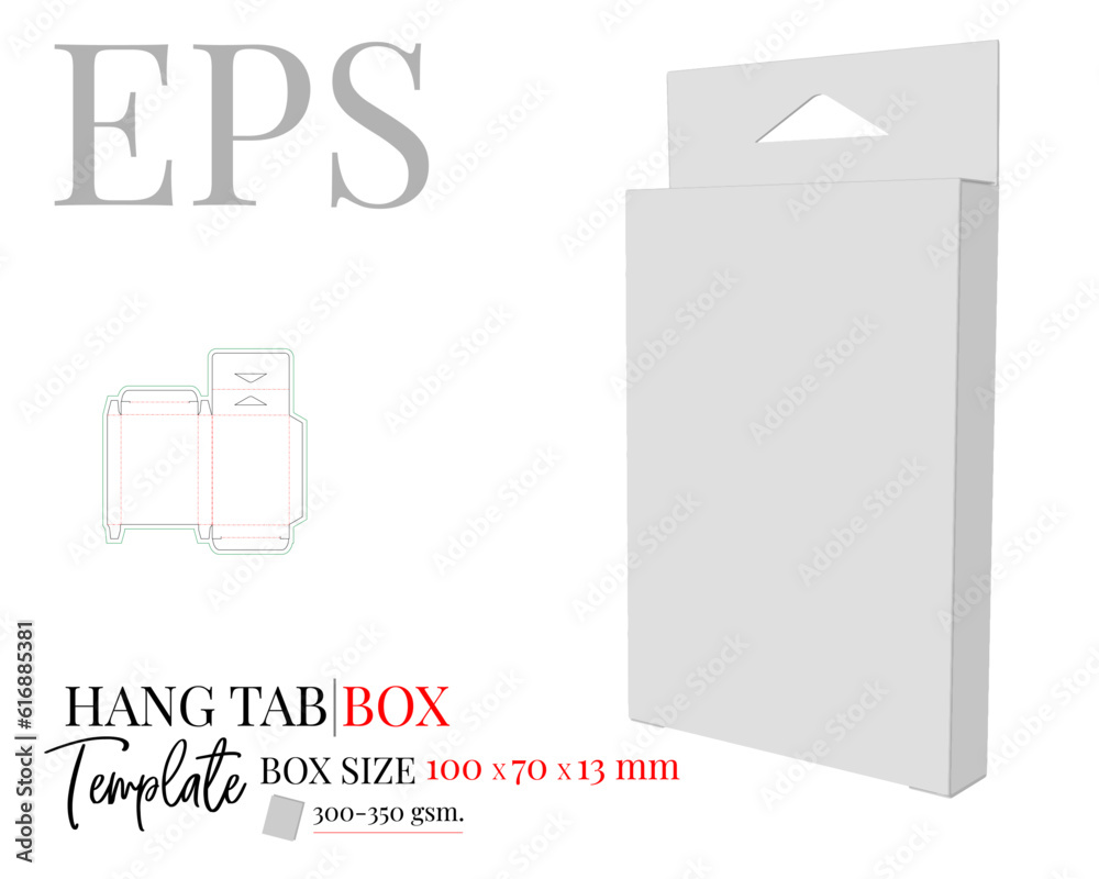 Hang Tab Box Template, Vector with die cut, laser cut layers. Hang Tab ...
