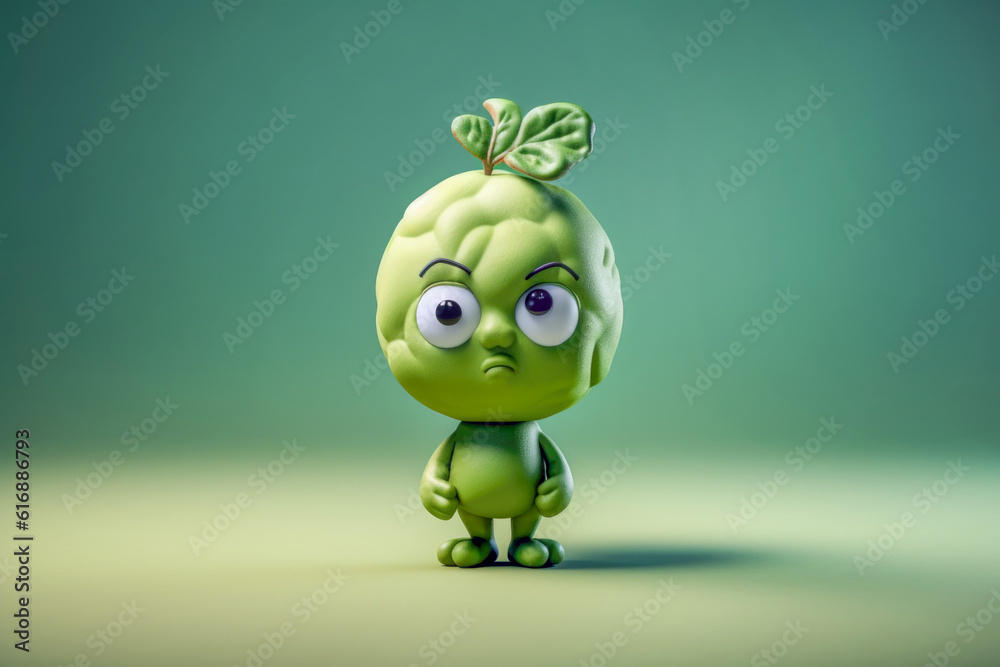 Sad Pea character with a pea sized brain, Generative AI Stock ...