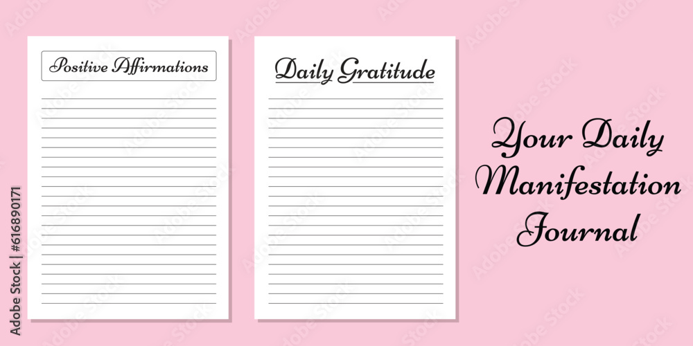 Set of positive print ready affirmation journal template, manifestation ...