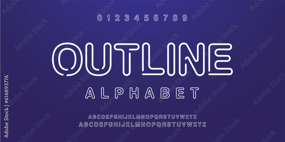 OUTLINE Two lines modern tech font. Typography line fonts for tech ...