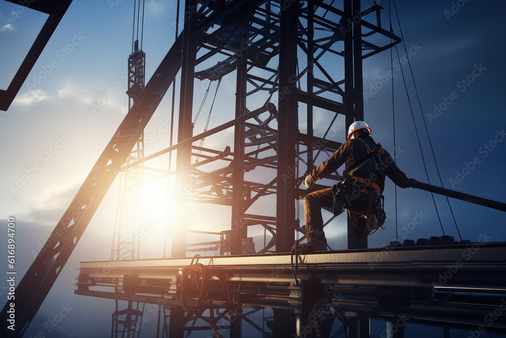 construction engineer worker at heights,architecture sci-fi ...