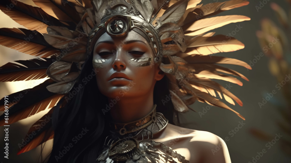 Ilustración mujer azteca, prehispanica. colorida Stock Illustration ...