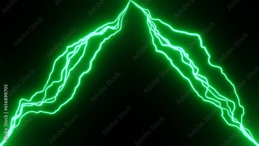 An environmentally friendly glowing electric green lightning on a black background. The concept ...
