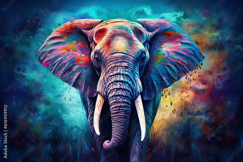Vibrant and bright and colorful animal portrait poster. AI generated ...