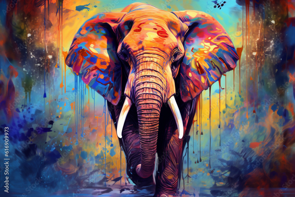 Vibrant and bright and colorful animal portrait poster. AI generated ...