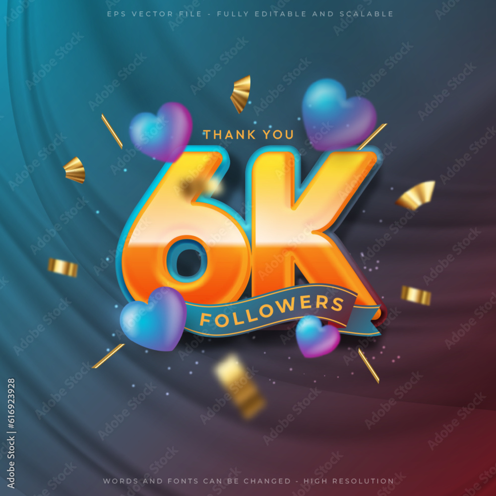 6k thank you social media followers and subscribers with editable font ...