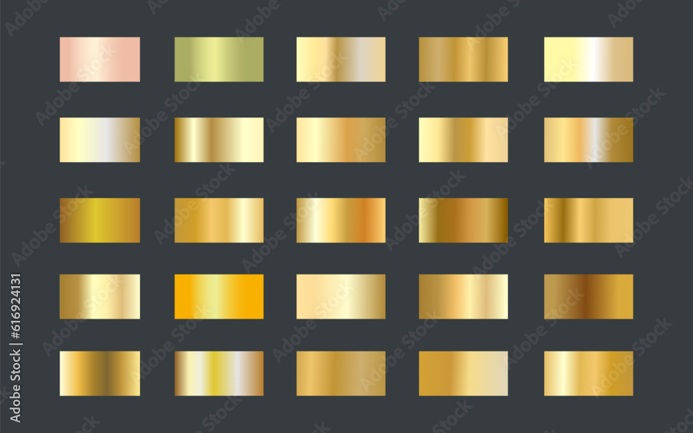 gold color metal palette swatches palette set design เวกเตอร์สต็อก ...
