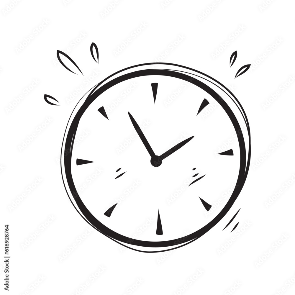hand drawn Time and clock vector linear icons.Time management. Timer ...