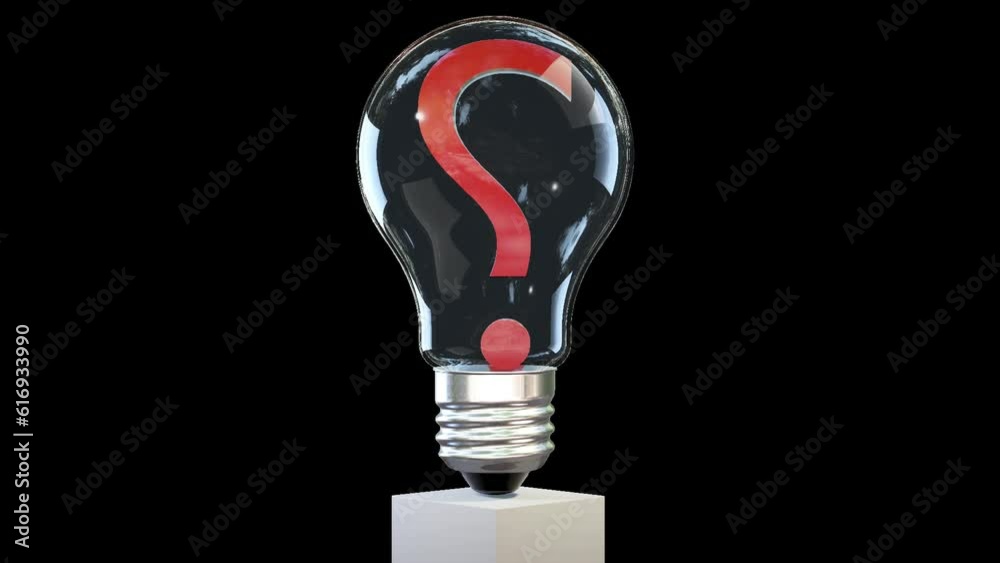 3D question mark revolving inside of a classic lightbulb, loop, Alpha ...