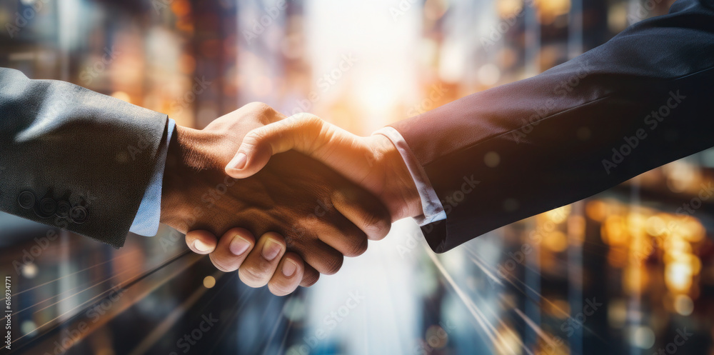 Successful negotiation, handshake, and two businessmen shaking hands ...