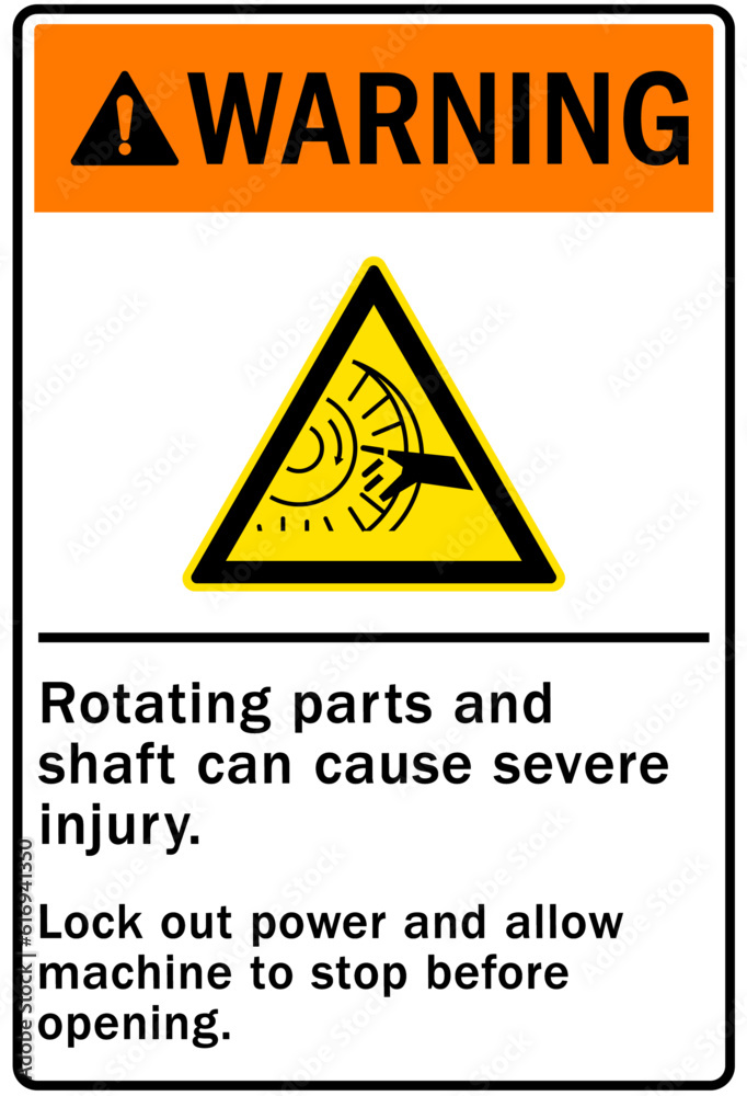Rotating shaft hazard sign and labels rotating parts and shaft can ...
