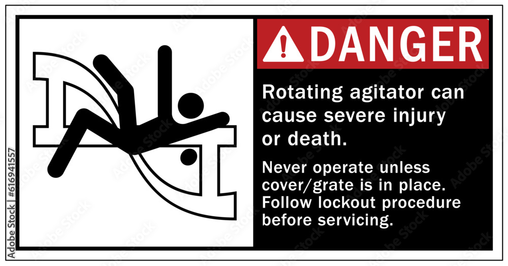 Rotating equipment hazard sign and labels rotating agitator can cause ...