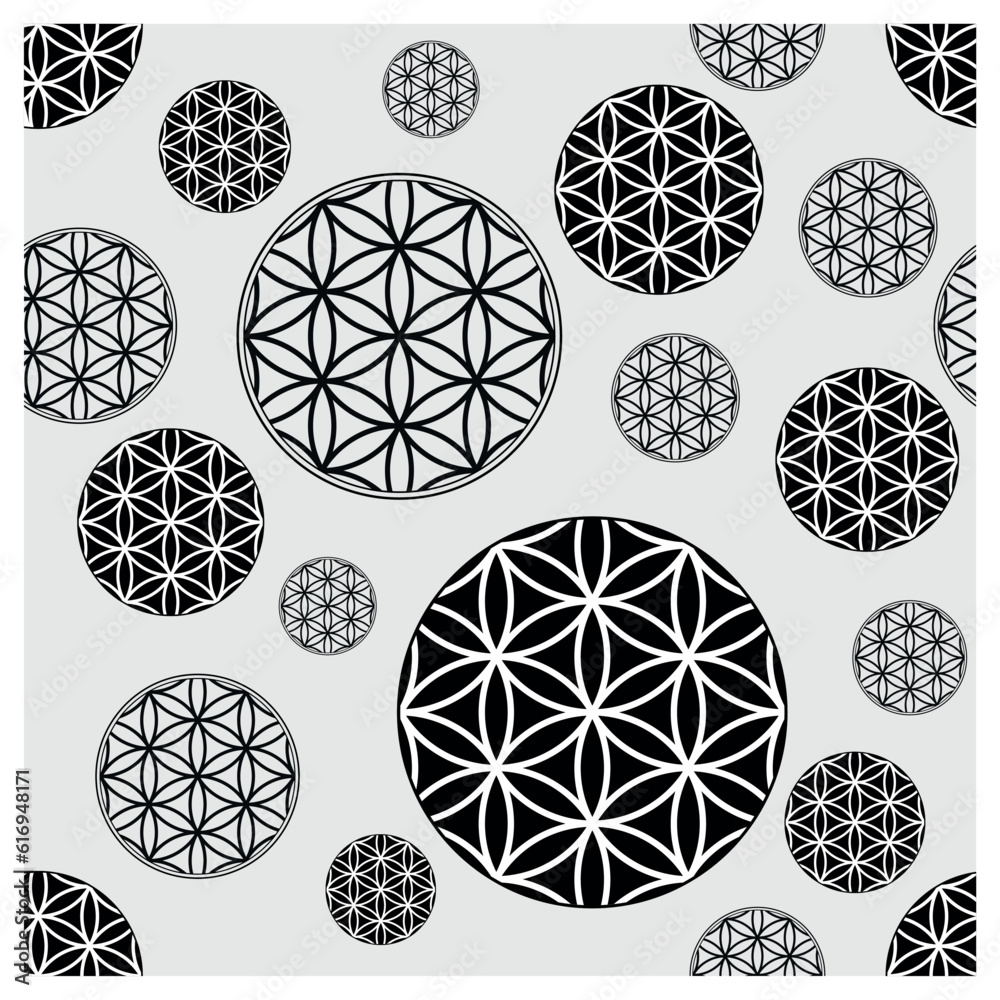 Flower of life vector graphic seamless pattern. Elegant background ...