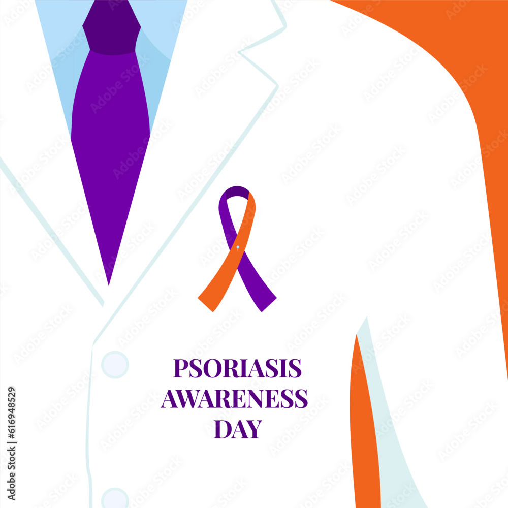 Psoriasis awareness day poster background. Doctor with purple and ...