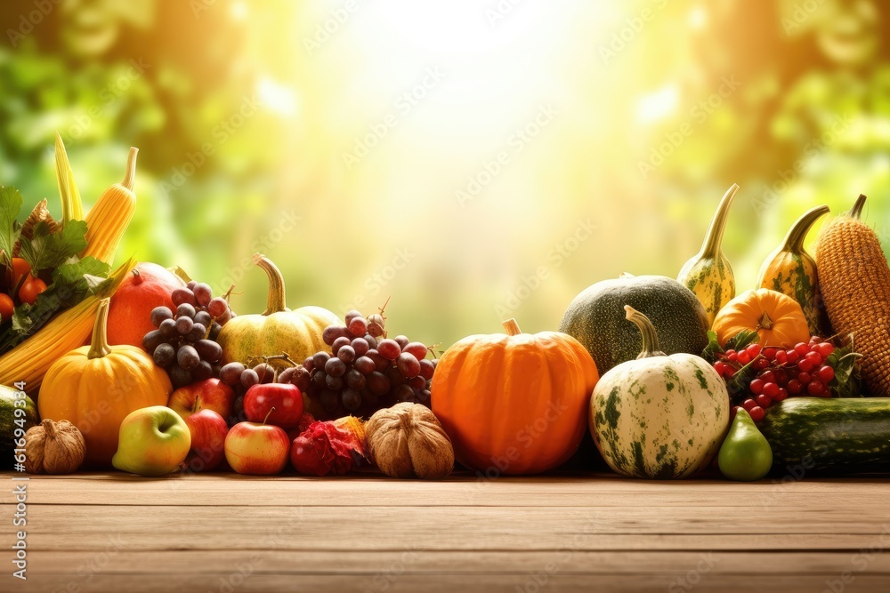 Autumn Fall Harvest frame border mockup. Rich Autumn local harvest food ...