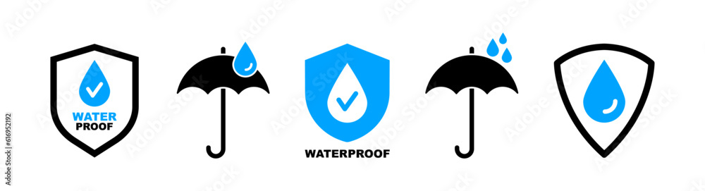 Waterproof icons. Water Proof sign collection. Water resistant symbol ...