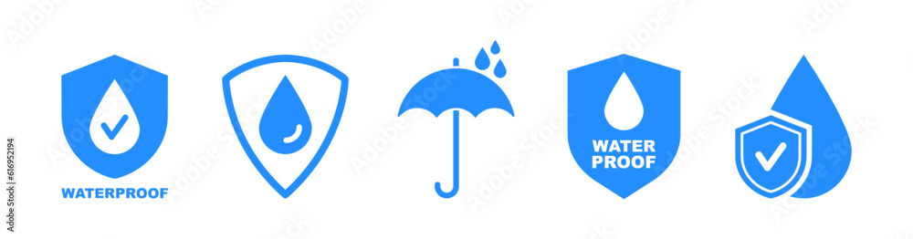 Waterproof icons. Water Proof sign collection. Water resistant symbol ...