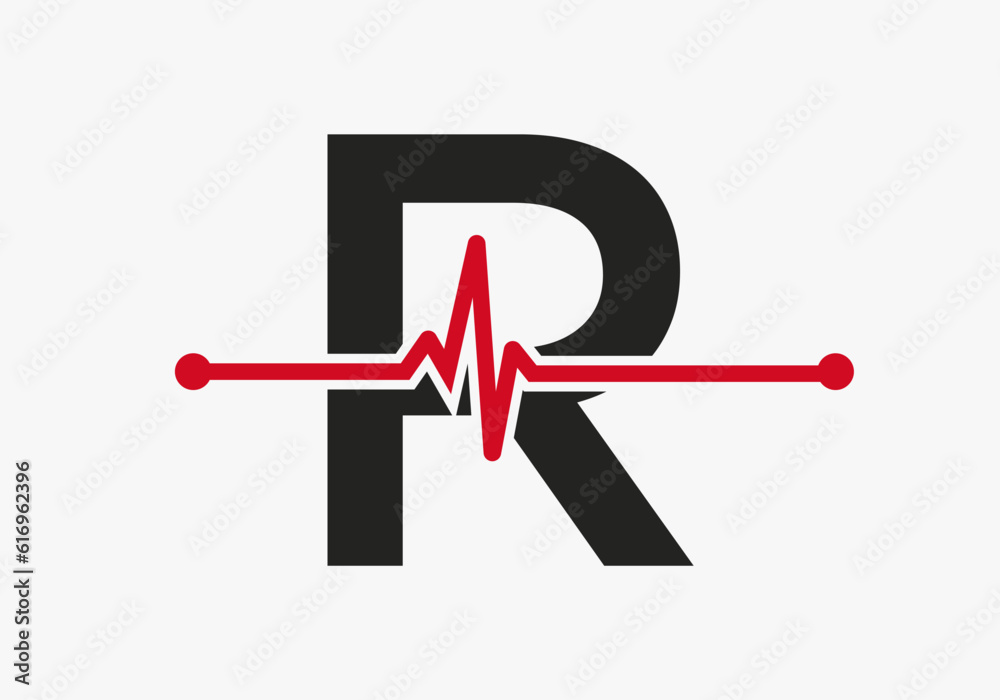 Letter R Heartbeat Logo For Medical or Health Symbol. Medical Logo ...