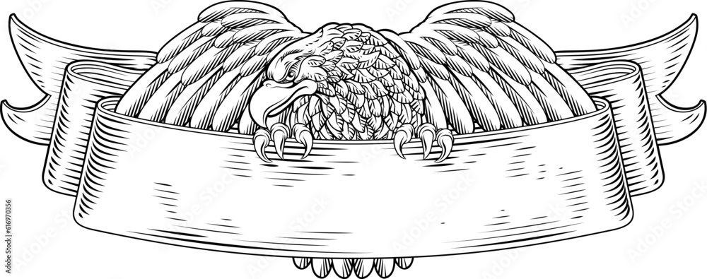 An eagle scroll symbol crest banner parchment design emblem in a ...