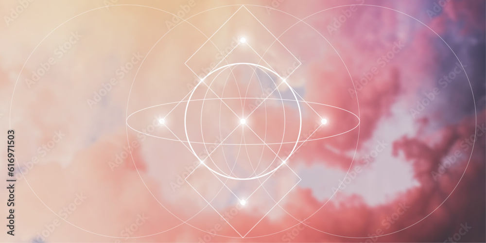 Sacred geometry spiritual new age futuristic illustration with ...